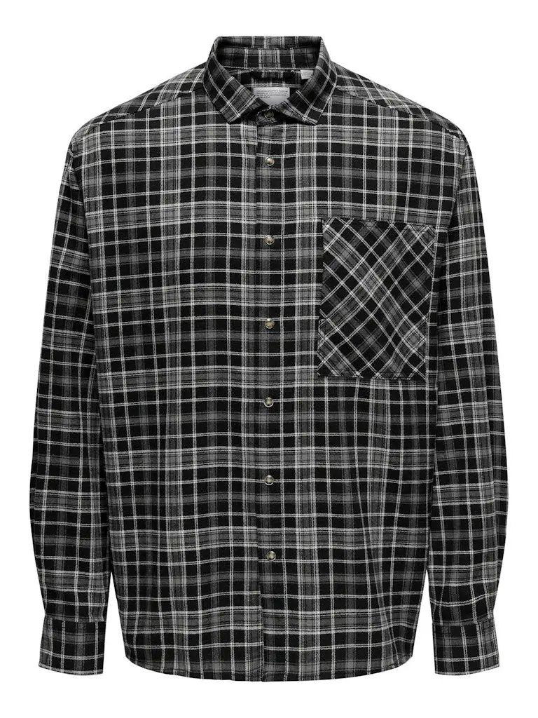Archer Flanellskjorte - Black Checks - Only & Sons - thebasicshop.no